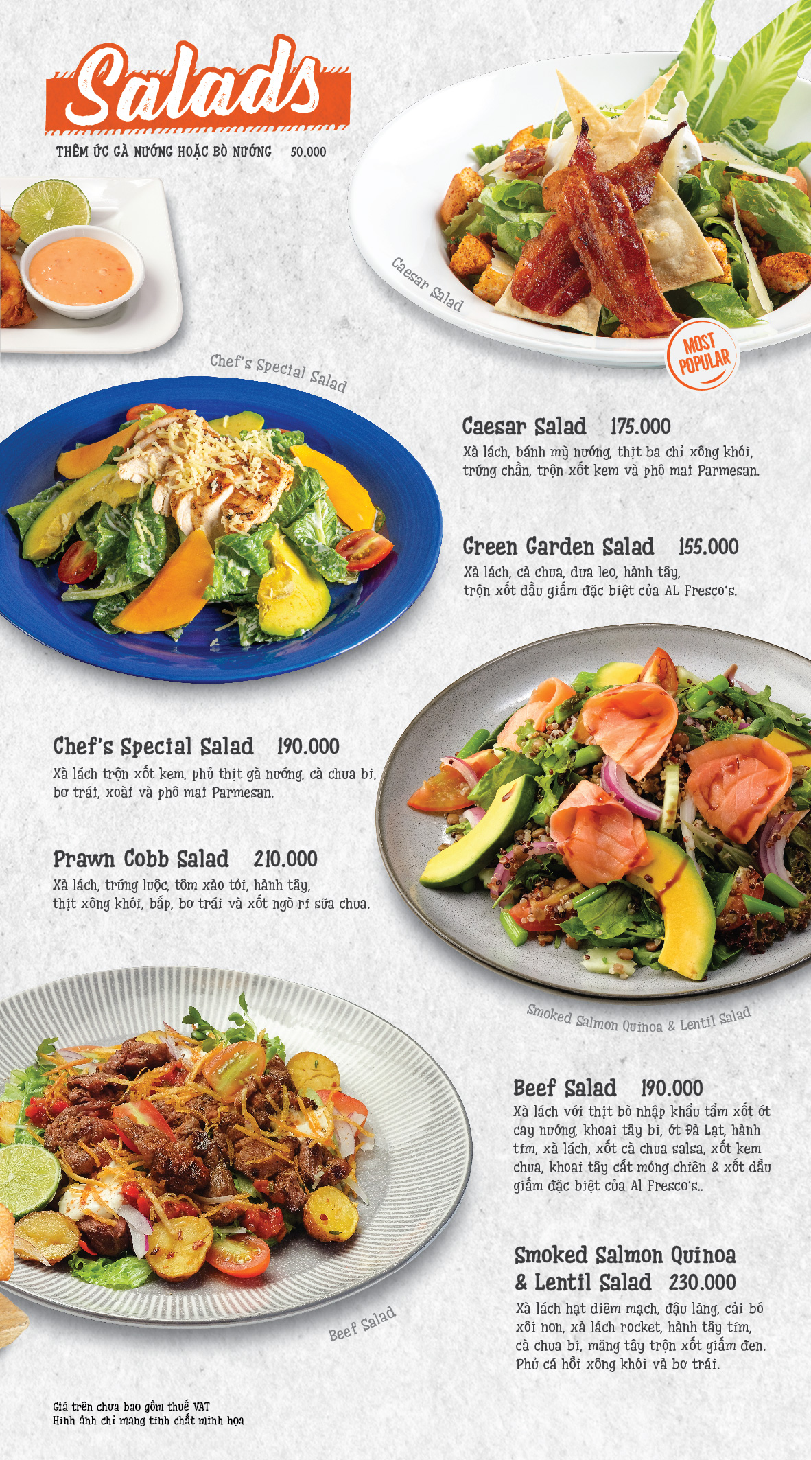 Menu Al Fresco's Hồ Chí Minh