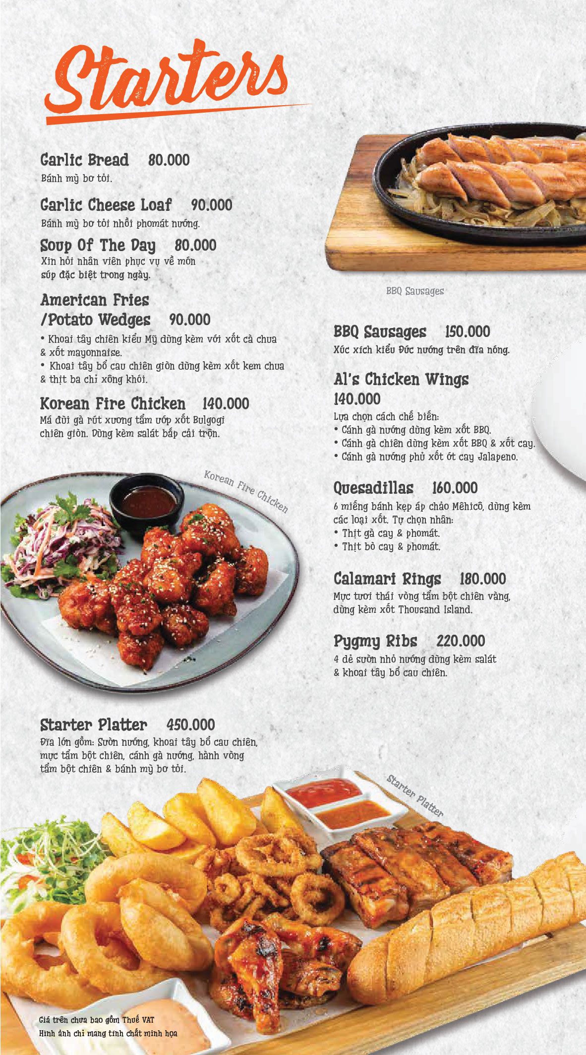 Menu Al Fresco's Đà Nẵng